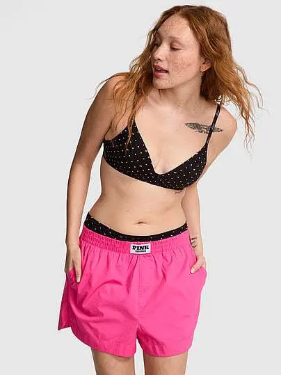 Pink Boyfriend Boxer Pajama Shorts - Pink