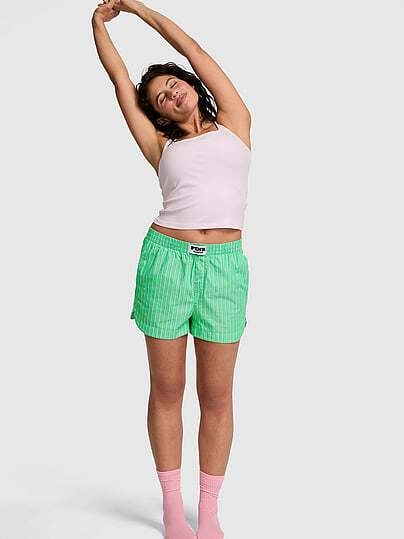 Pink Boyfriend Boxer Pajama Shorts - Print