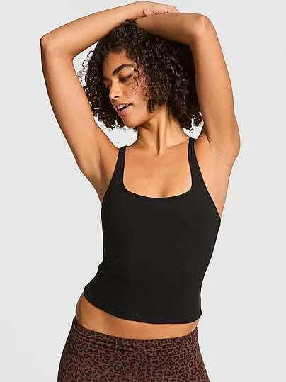 Pink All-day Cotton™ Square-neck Bra Tank - Black