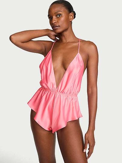 Victoria's Secret Satin Romper With Straps - Pink