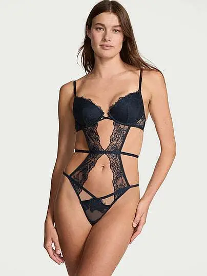 Victoria's Secret Rose Lace Teddy - Blue
