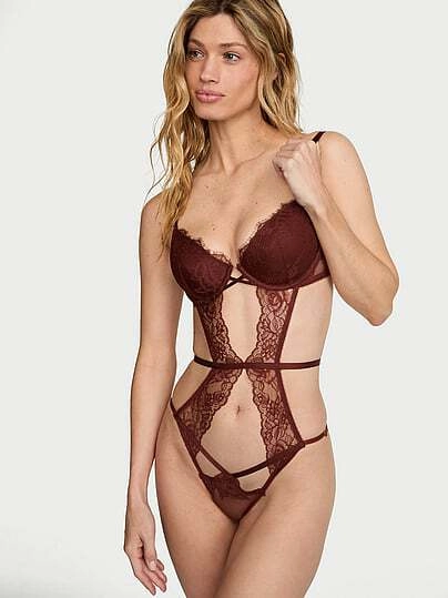 Victoria's Secret Rose Lace Teddy - Red