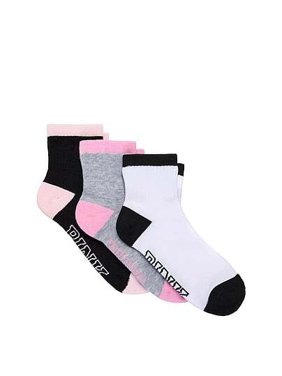 Pink Quarter Socks 3 Pack - Print