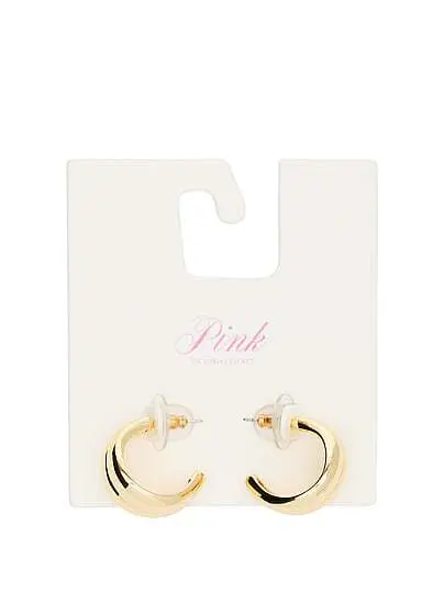 Pink Twisted Hoop Earrings - Multicolored