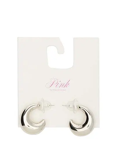 Pink Medium Hoop Earrings - Gold