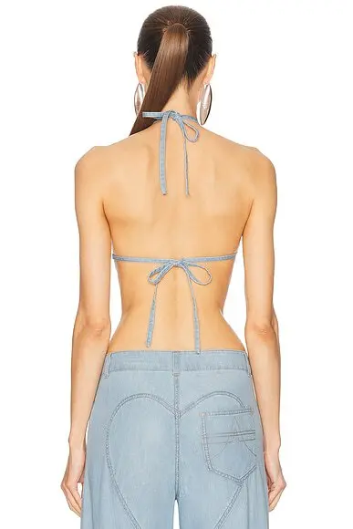 AREA Crystal Rosette Handkerchief Top
