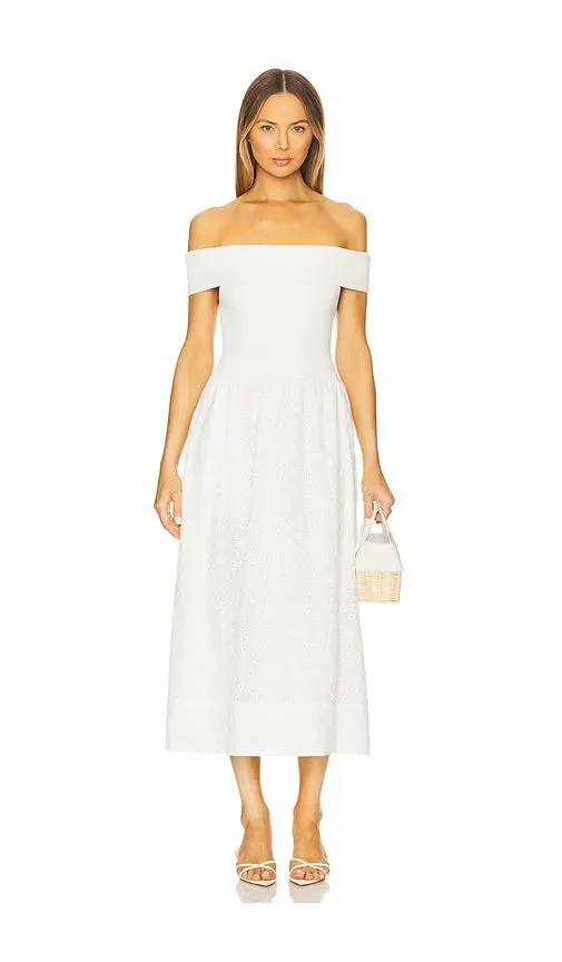 Astr The Label Mixed Media Off-shoulder Dress