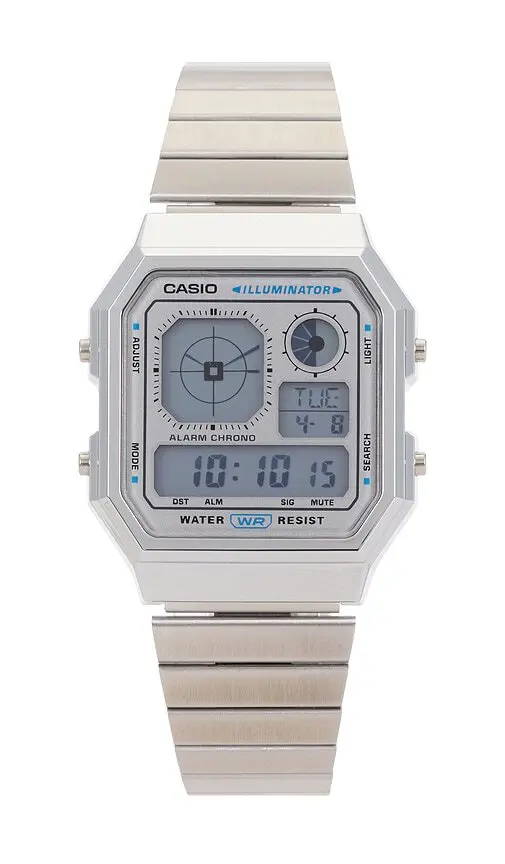 Casio A130 Series Watch - Metal Silver & White