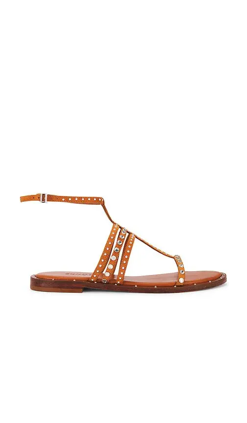 Schutz Isidora Studded Leather Sandals - Cuoio Brown