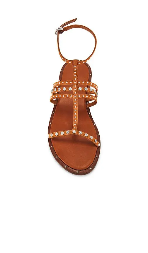 Schutz Isidora Studded Leather Sandals - Cuoio Brown