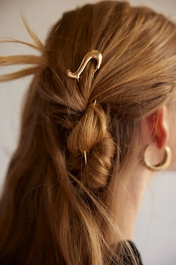 Free People Careless Whisper Hair Pin - Gold Wave