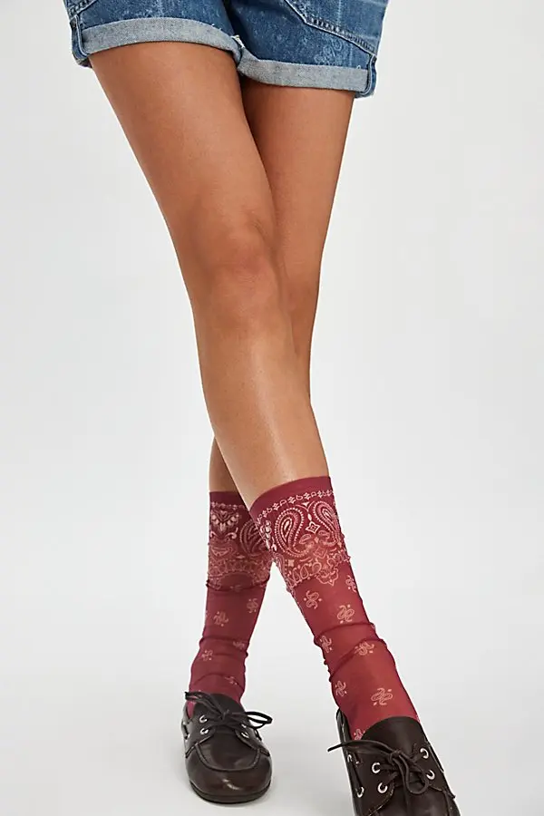 Maria La Rosa Bandana Tall Socks - Red