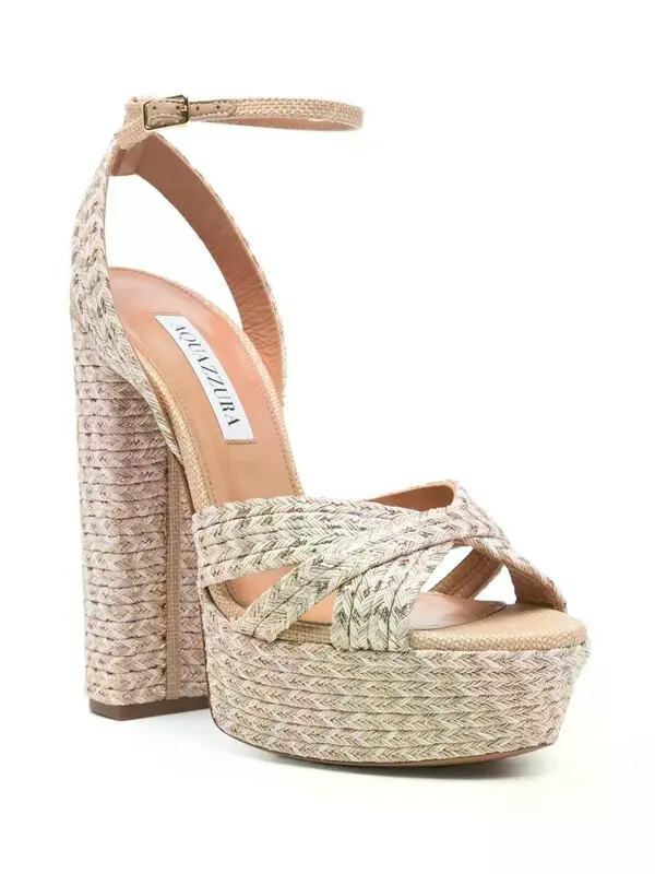 AQUAZZURA Braided Heeled Sandals - Neutrals