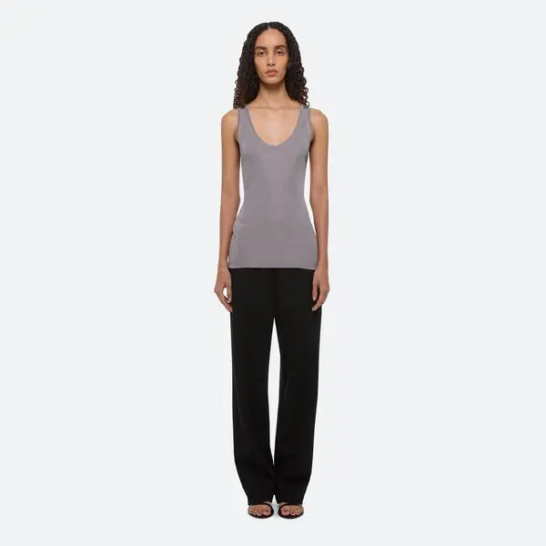 Helmut Lang Ribbed Twist Tank - Grey Lavender