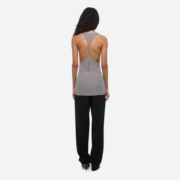 Helmut Lang Ribbed Twist Tank - Grey Lavender