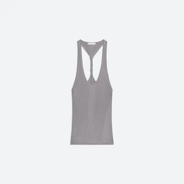 Helmut Lang Ribbed Twist Tank - Grey Lavender