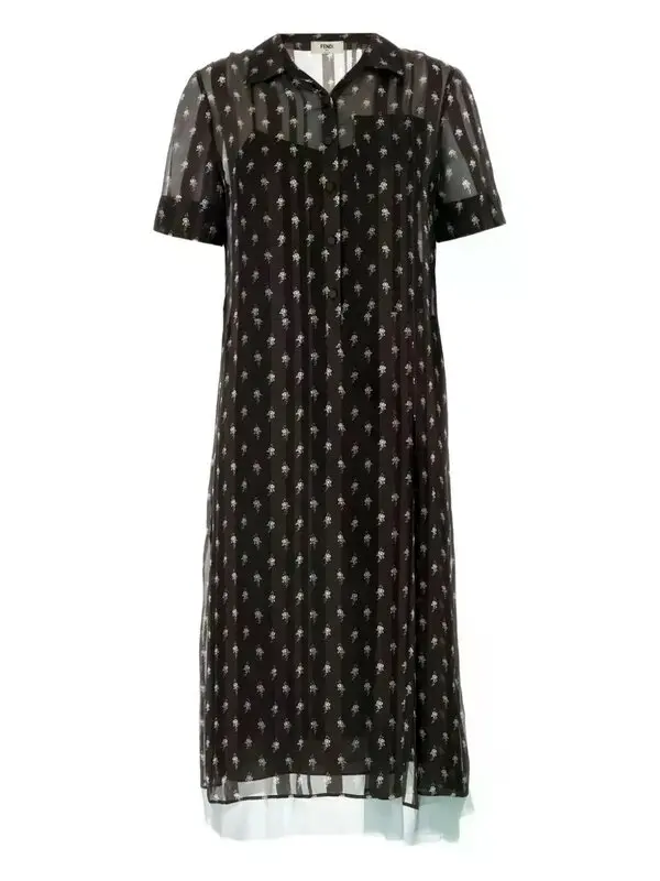 Fendi Printed Silk Shirt Dress