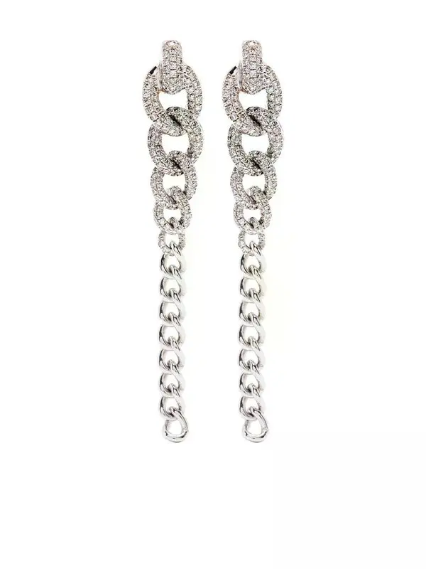 Shay 18k White Gold Diamond Drop Earrings - Silver