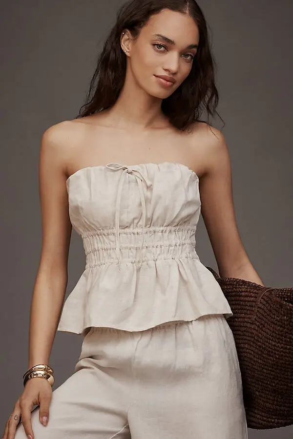 THE SOMERSET COLLECTION BY ANTHROPOLOGIE The Somerset Collection Strapless Blouse - Camel Hint