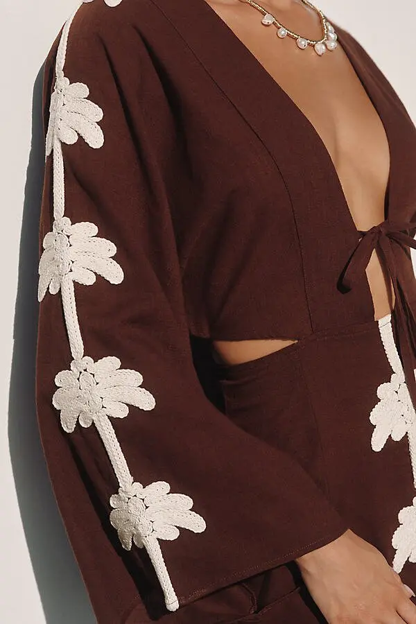 CELANDINE Palm Cutout Mi Kaftan - Chocolate