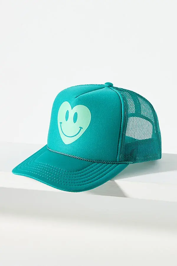 ASCOT + HART Smiley Heart Trucker Hat - Turquoise