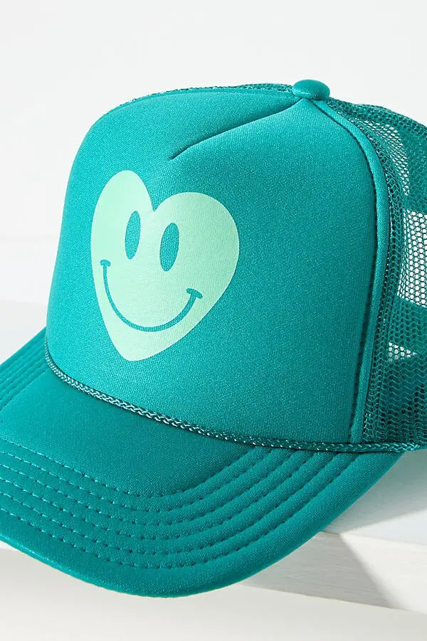 ASCOT + HART Smiley Heart Trucker Hat - Turquoise