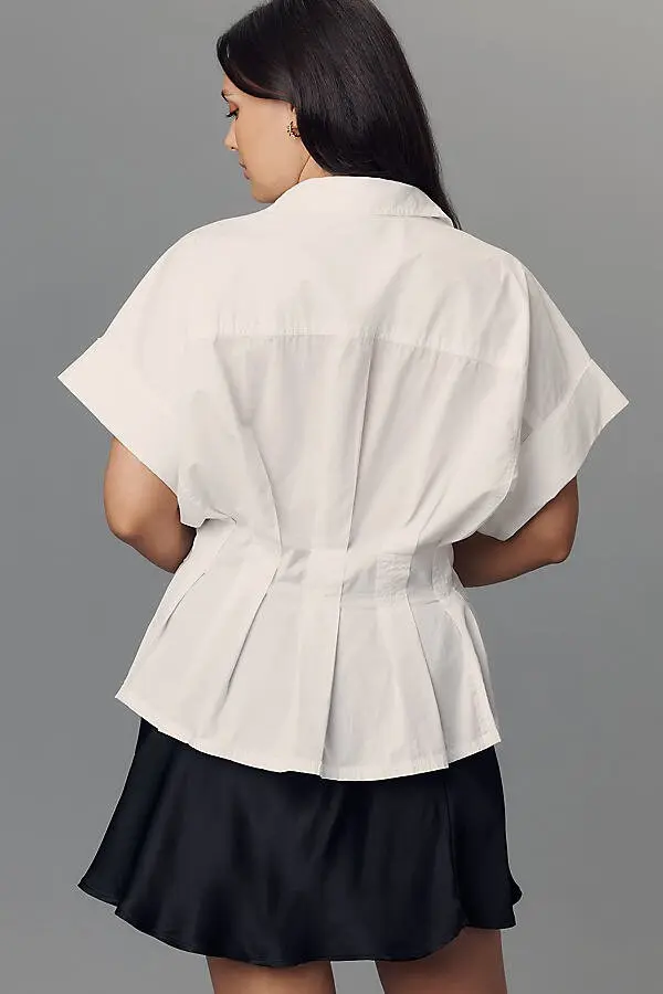 PILCRO The Bobbie Fitted-waist Blouse - White