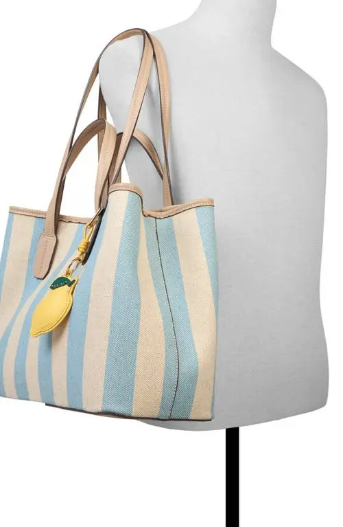 Aldo Canvas Tote With Lemon Charm - Light Blue