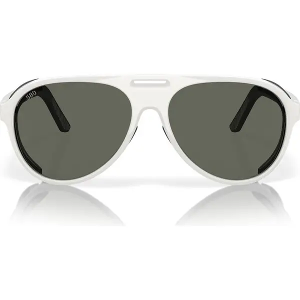 COSTA DEL MAR 59mm Polarized Pilot Sunglasses - Hull White/ Gray