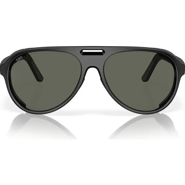 COSTA DEL MAR 59mm Polarized Pilot Sunglasses - Matte Black/ Gray
