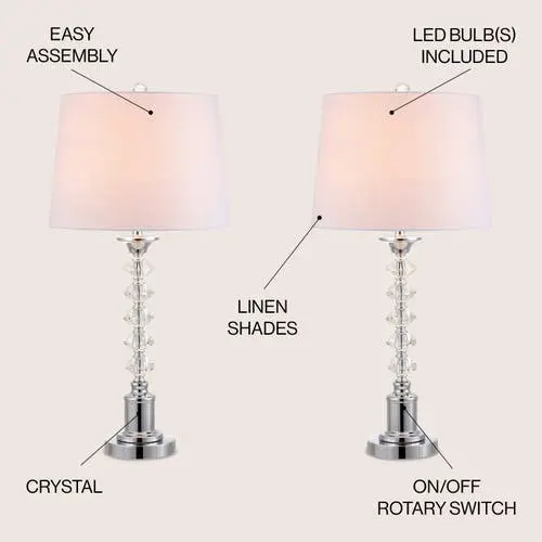 JONATHAN Y Kinsley 28" Crystal Led Table Lamp