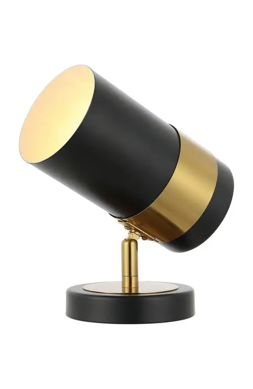 JONATHAN Y Astra 9.25" Modern Industrial Iron Adjustable Indoor Led Floor Spotlight - Black/brass Gold
