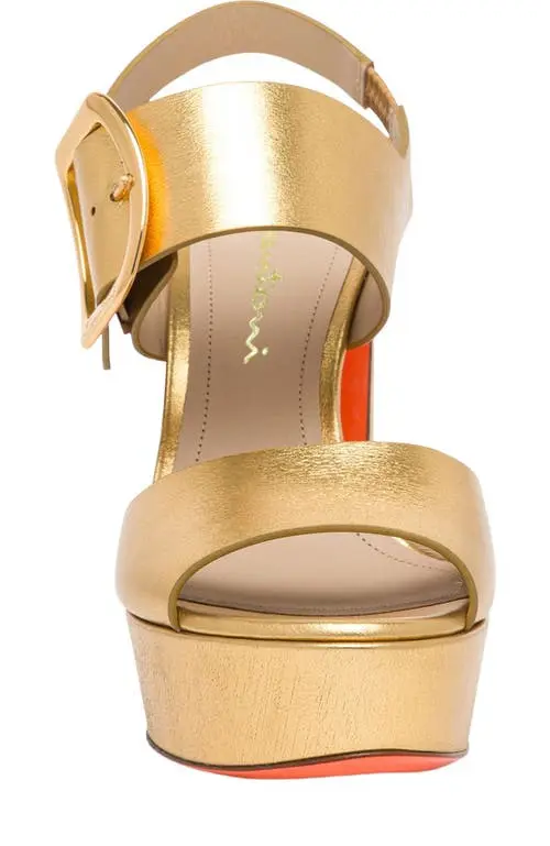 Santoni Laminated Leather High-heel Sandal - Gold