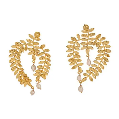 DHWANI BANSAL Hadaira Pearl Drop Earrings - Gold Plated
