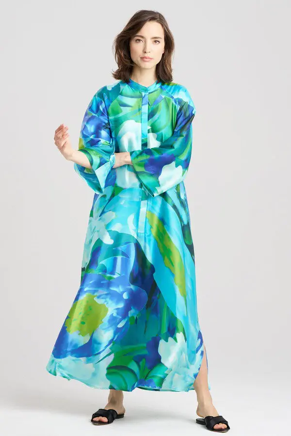 Natori Garbo Zip Caftan - Blue
