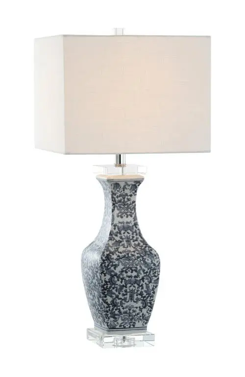 JONATHAN Y May 28" Ceramic/crystal Led Table Lamp - Blue/white