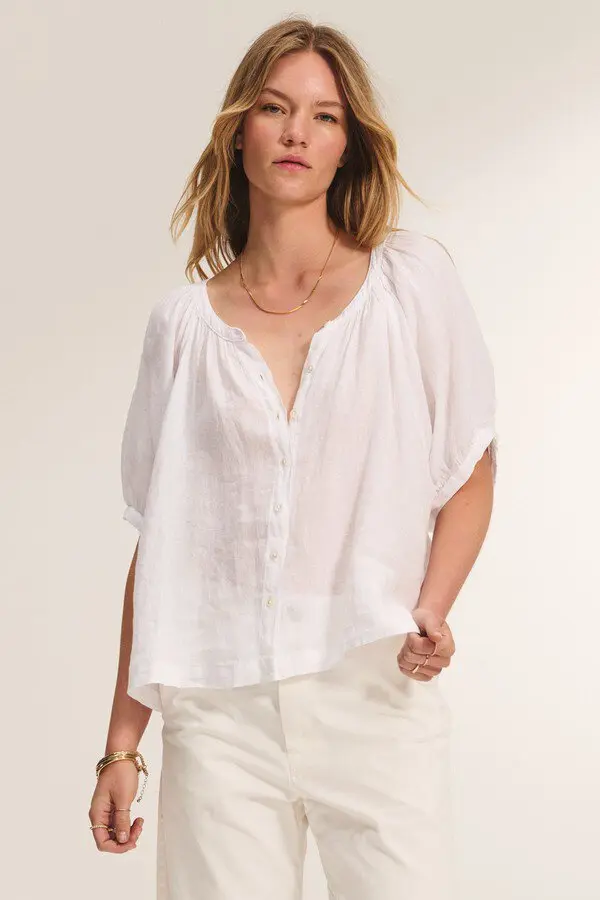 Velvet By Graham & Spencer Jaimi Linen Top - White
