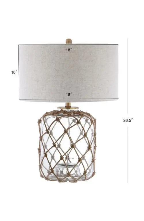 JONATHAN Y Mer Glass And Rope Led Table Lamp