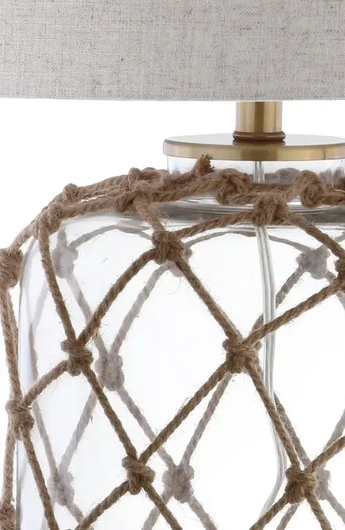 JONATHAN Y Mer Glass And Rope Led Table Lamp