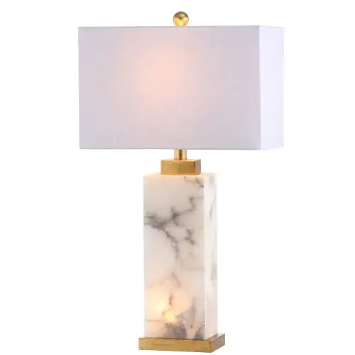JONATHAN Y Elizabeth 27.5" Contemporary Coastal Alabaster Led Table Lamp - White/gold Painting