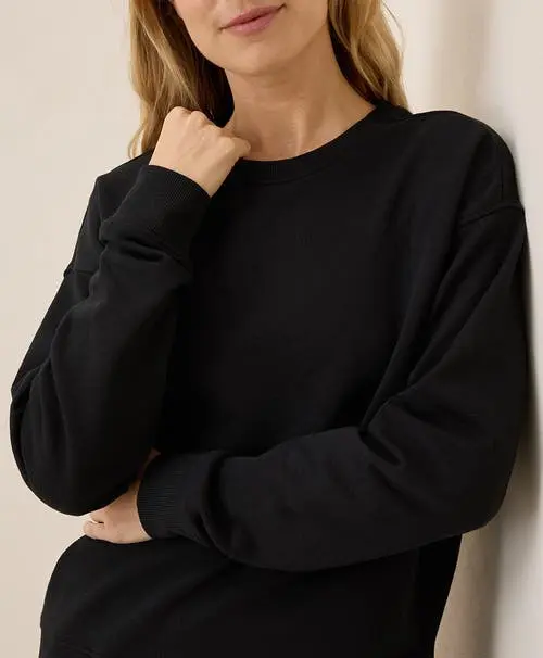 PACT Organic Brushed Fleece Crew Sweatshirt - Black