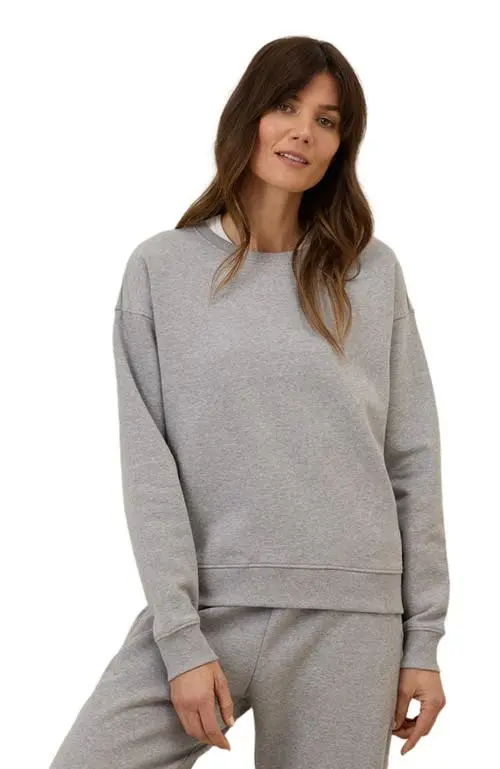 PACT Organic Brushed Fleece Crew Sweatshirt - Heather Grey