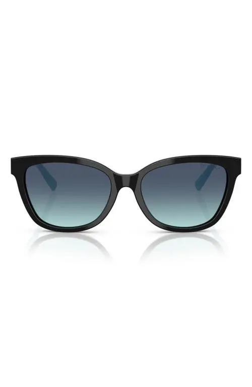 Tiffany & Co. 55mm Cat Eye Sunglasses - Black/azure Gradient Blue
