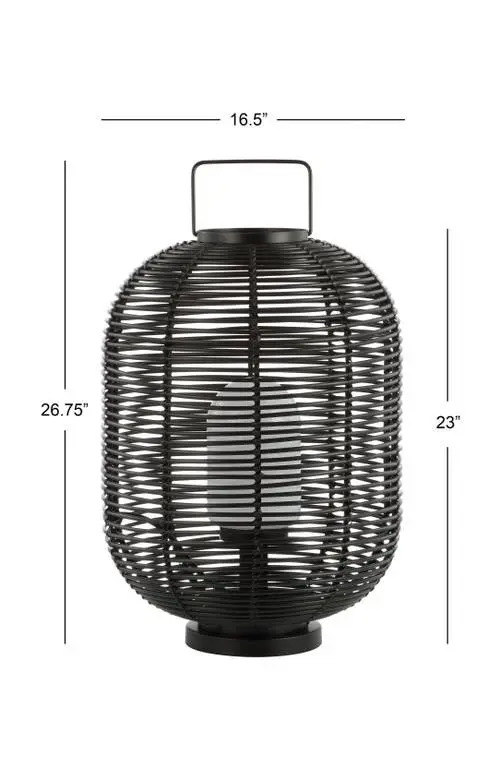 JONATHAN Y Kandella 26.7" Outdoor Woven Oval Asian Led Lantern