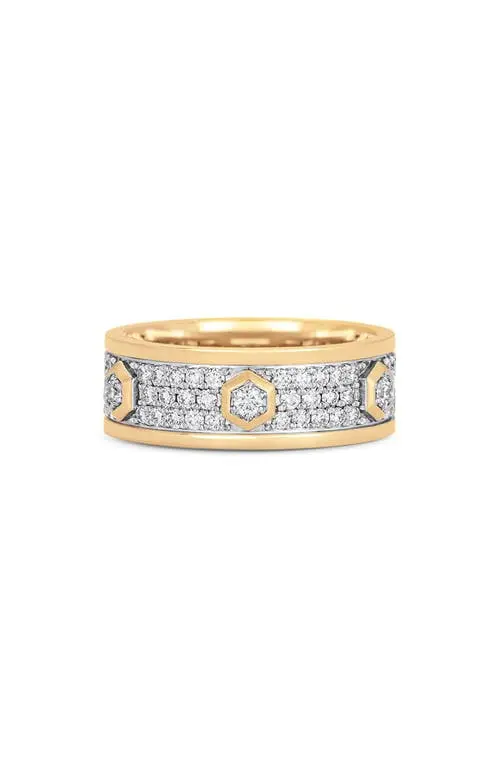 Sara Weinstock Honeycomb Hexagon Pavé Diamond Ring - Yellow Gold/ Diamond