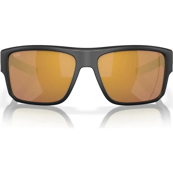 COSTA DEL MAR Taxman 59mm Polarized Square Sunglasses - Matte Black/ Gold Mirror