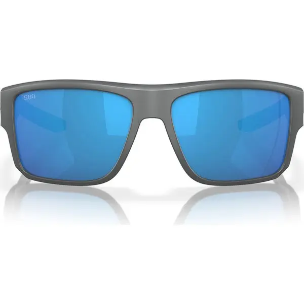 COSTA DEL MAR Taxman 59mm Polarized Square Sunglasses - Matte Gray/blue Mirror