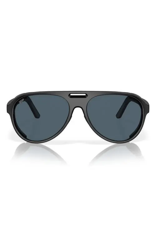 COSTA DEL MAR Grand Catalina 59mm Polarized Pilot Sunglasses - Matte Black/ Gray