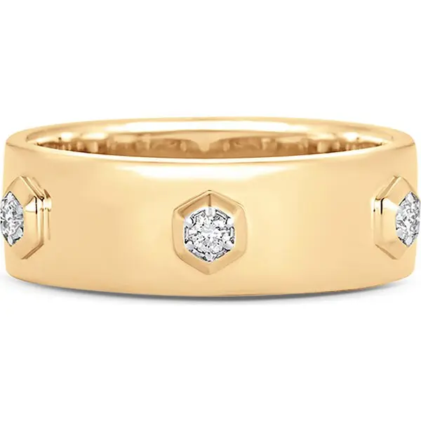 Sara Weinstock Honeycomb Diamond Band Ring - Yellow Gold/ Diamond