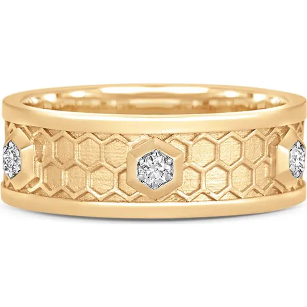 Sara Weinstock Honey Comb Diamond Band Ring - Yellow Gold